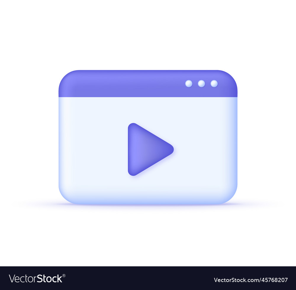 3d video player web page play button Royalty Free Vector