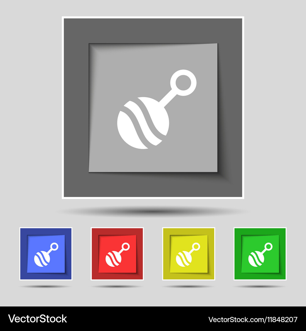 Baby rattle icon sign on original five colored Vector Image