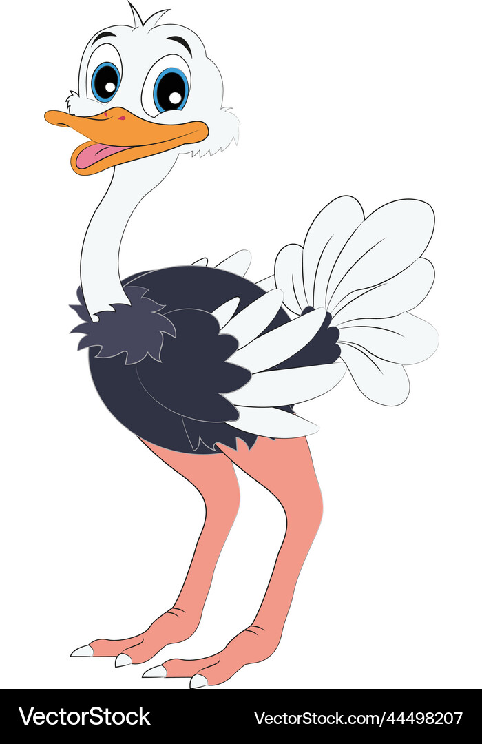 Cartoon ostrich isolated on white background Vector Image