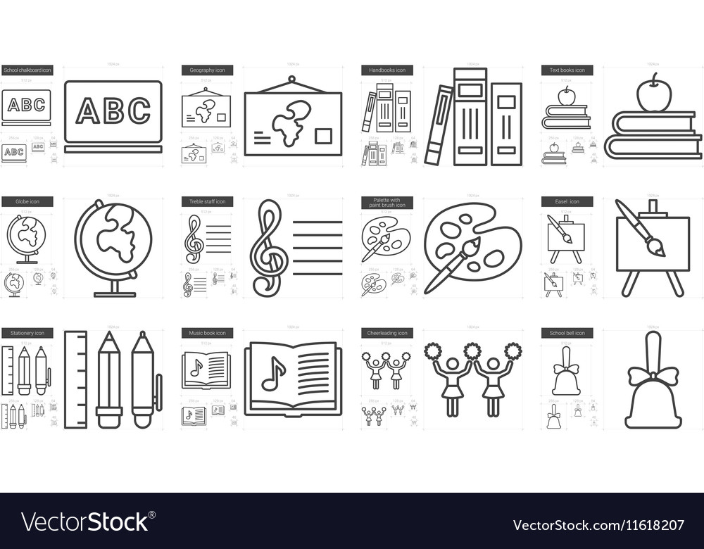 Education line icon set Royalty Free Vector Image