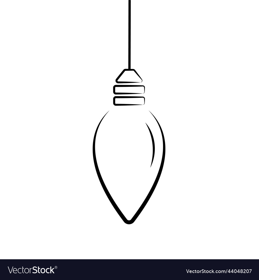 Hanging light bulb single black filled line Vector Image