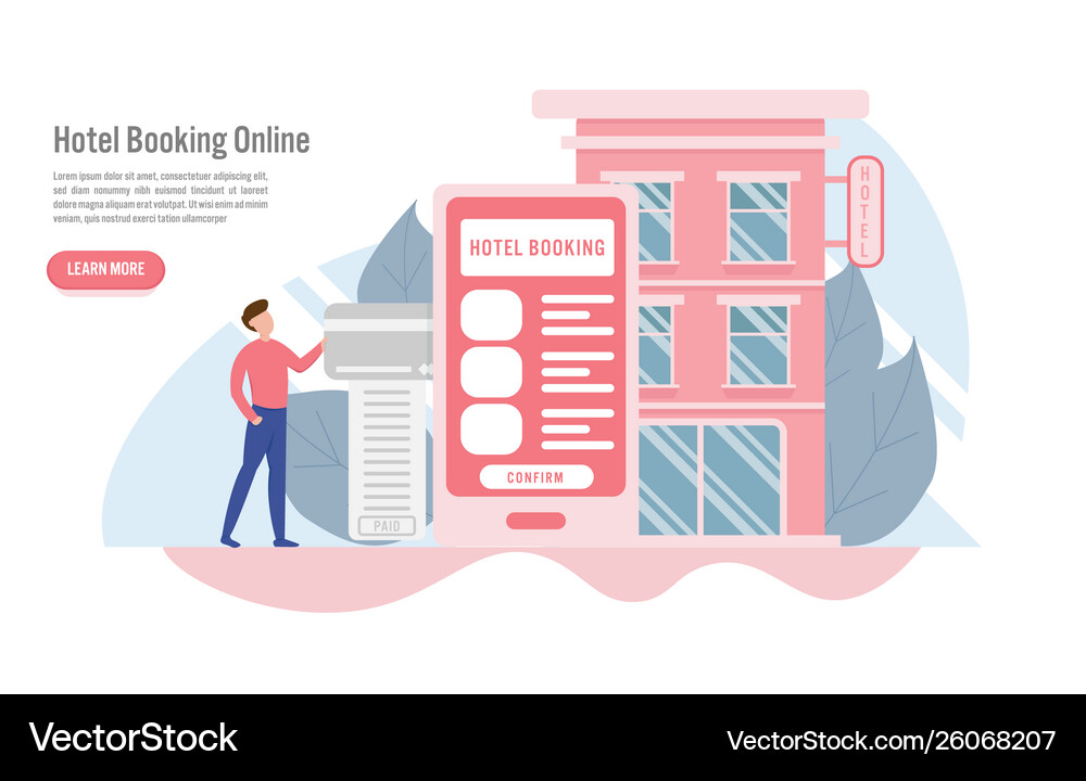 Hotel booking online and reservation concept Vector Image