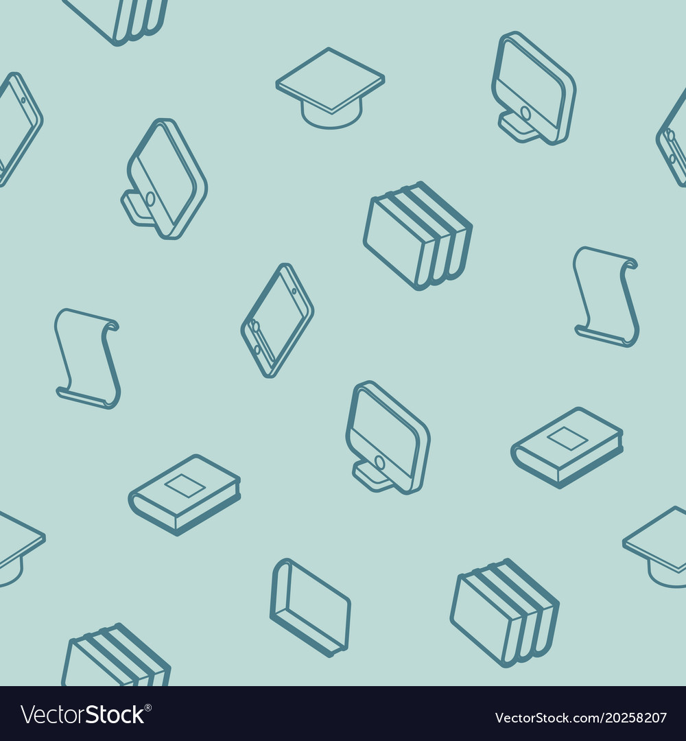 Library outline isometric pattern Royalty Free Vector Image