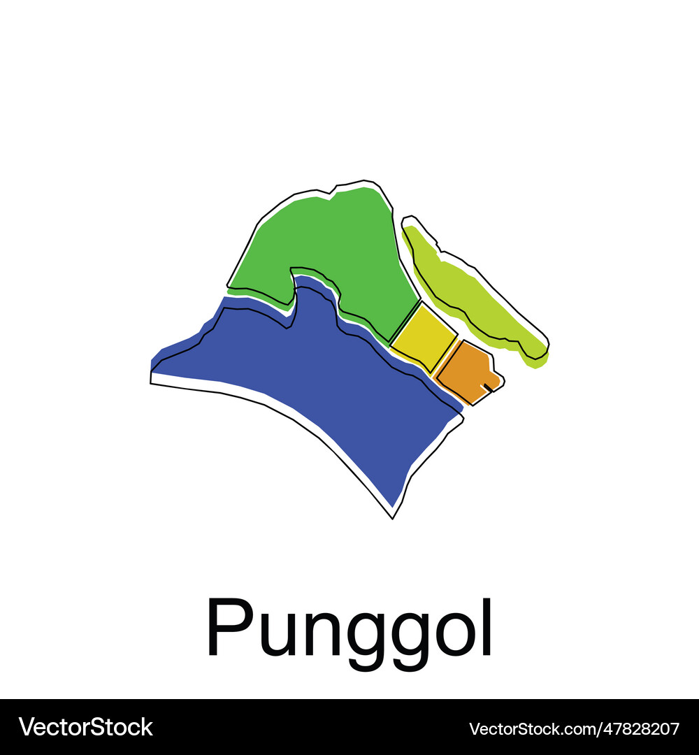 Map of punggol design template national borders Vector Image