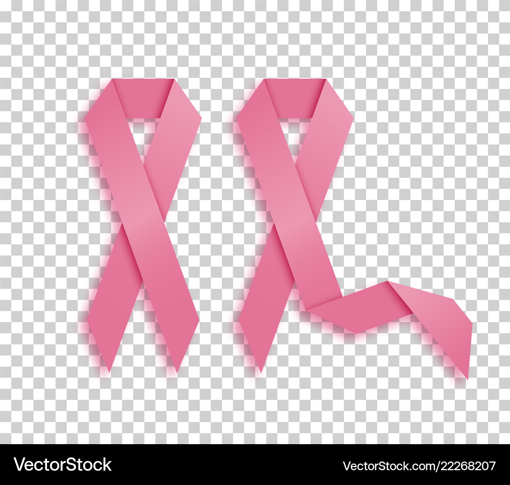 Pink ribbons set isolated on a transparent Vector Image