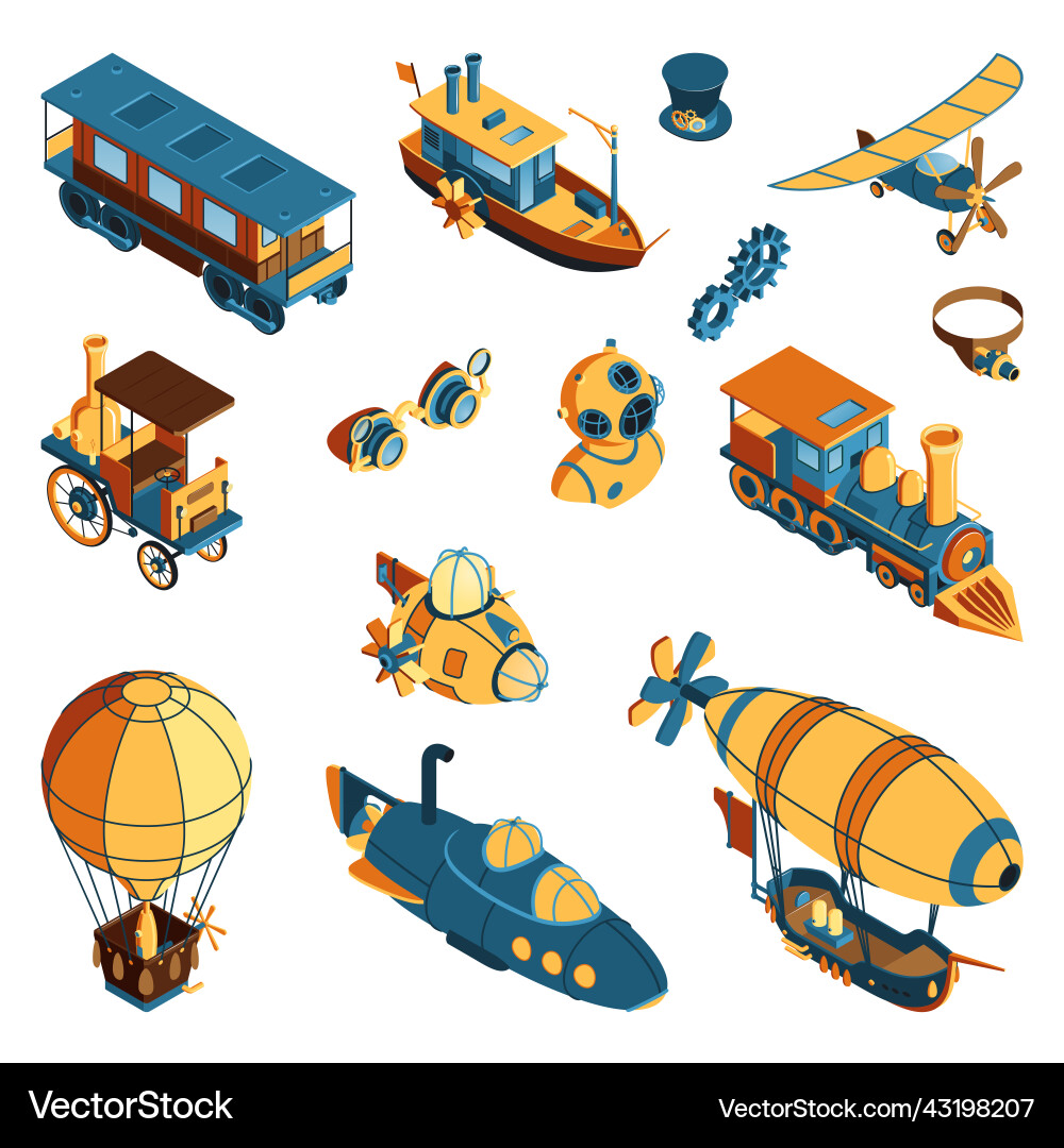 Retro icons in steampunk style Royalty Free Vector Image