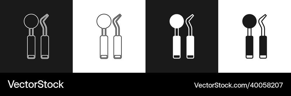 Set dental inspection mirror and probe icon Vector Image