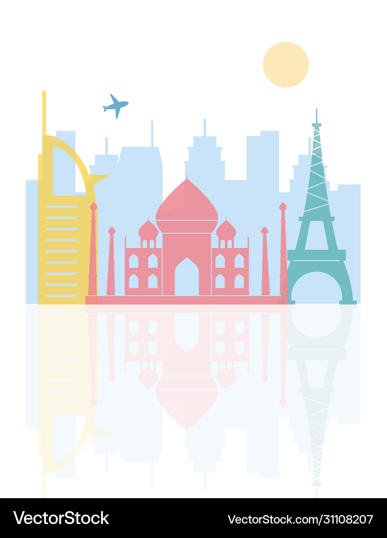 Skyline landmark famous buildings architecture Vector Image