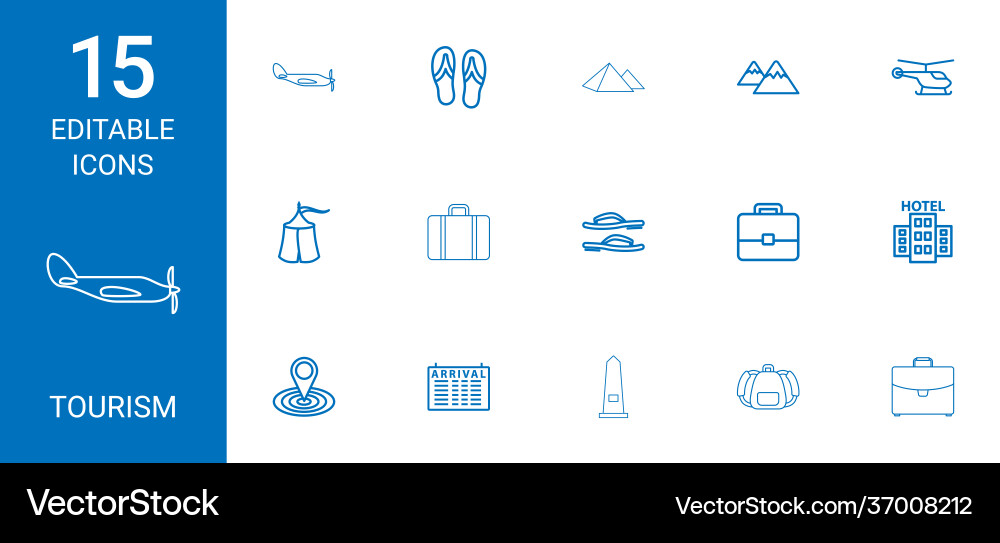 15 tourism icons Royalty Free Vector Image - VectorStock