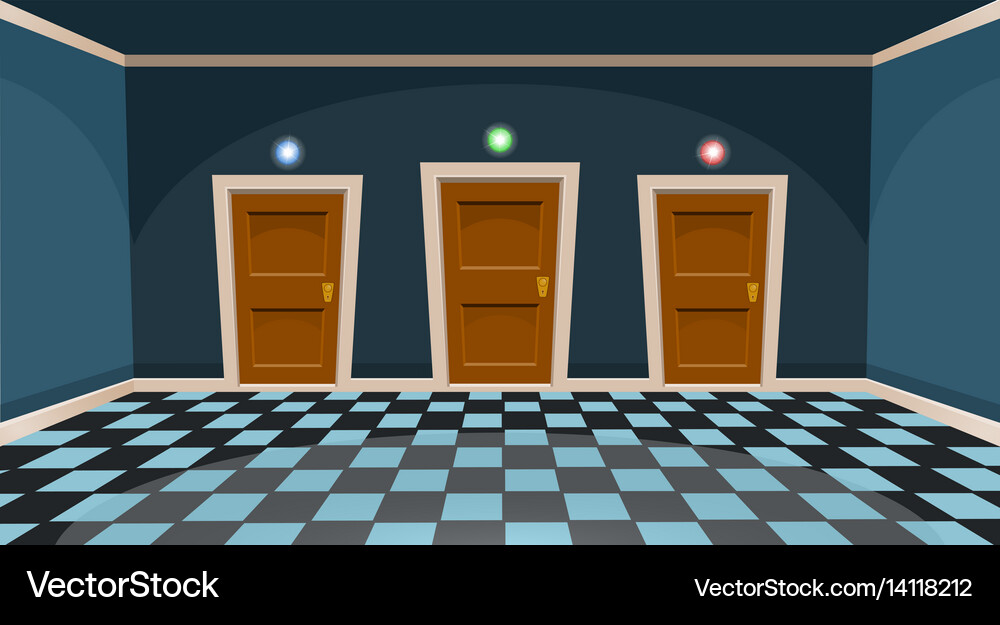 Cartoon choose a door concept empty room Vector Image