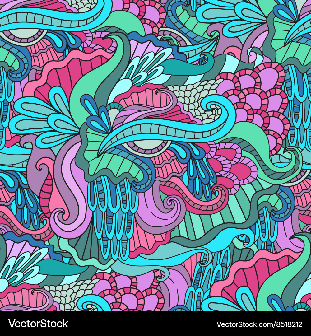 Colorful decorative seamless hand drawn doodle Vector Image