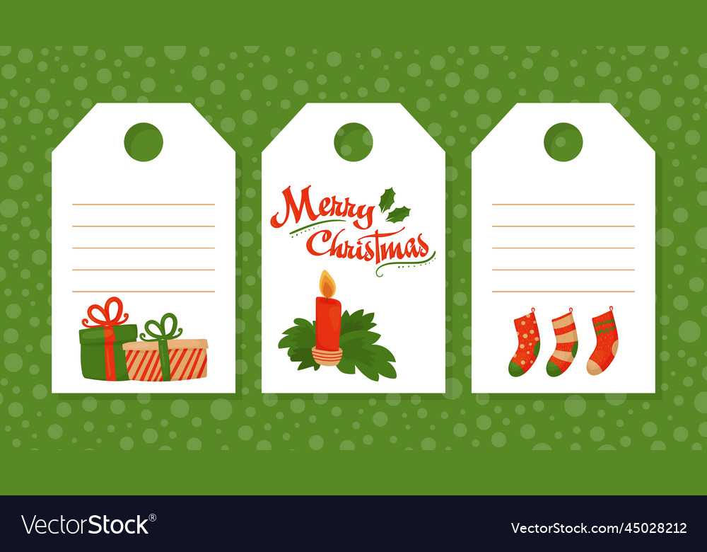 Merry christmas gift tags set winter holidays Vector Image
