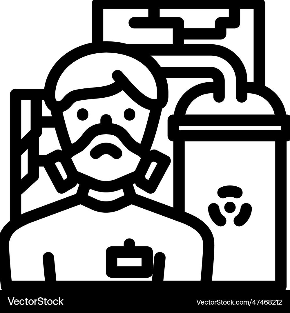 Nuclear power plant worker energy line icon Vector Image