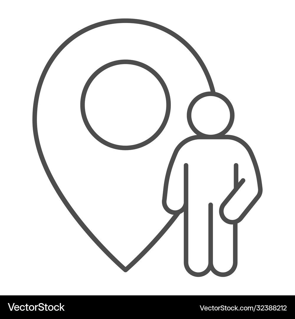 Person with location marker thin line icon Vector Image