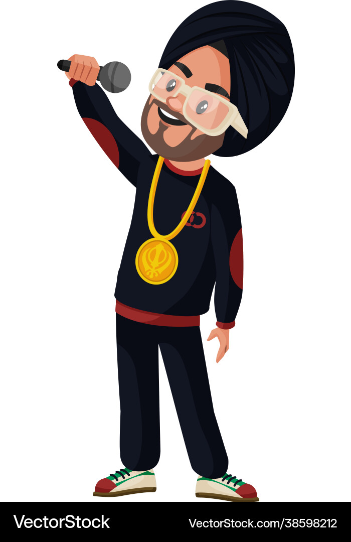 Punjabi singer cartoon character Royalty Free Vector Image