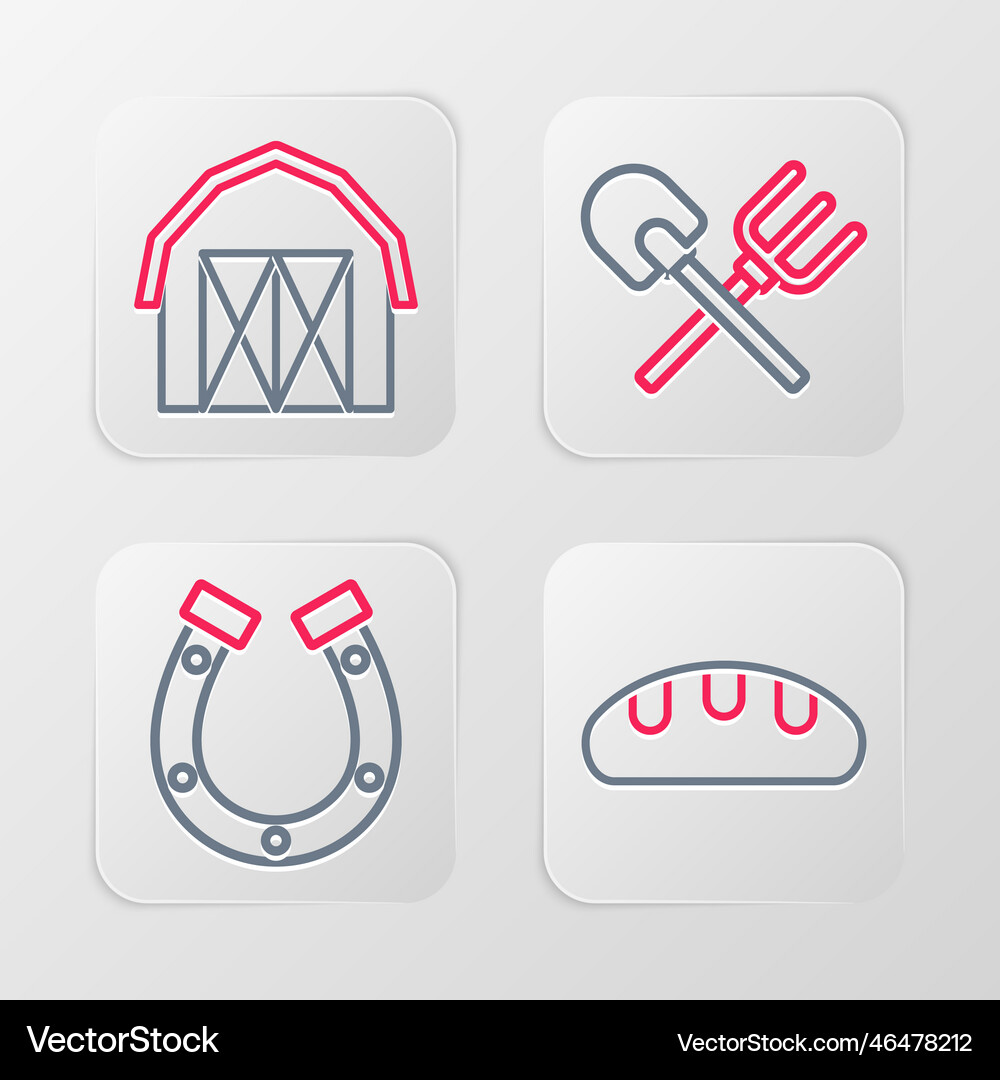 Set line bread loaf horseshoe shovel and rake Vector Image