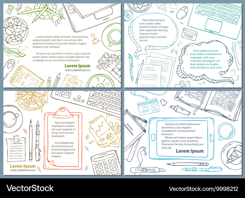 Set of office workplace education backgrounds Vector Image
