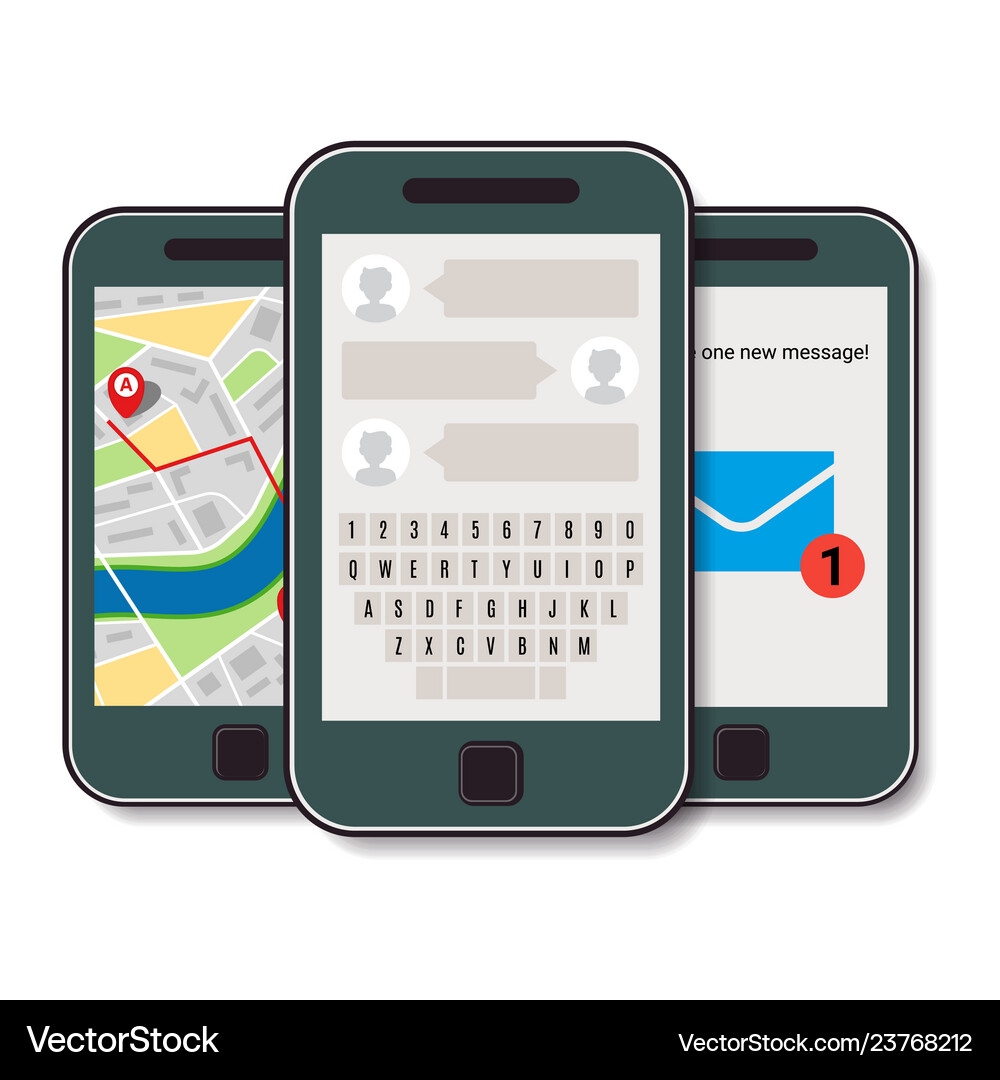 Set of three mobile phones Royalty Free Vector Image