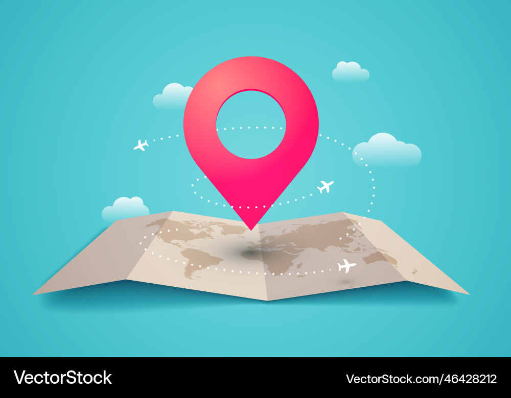 Travel concept world map with destination point Vector Image