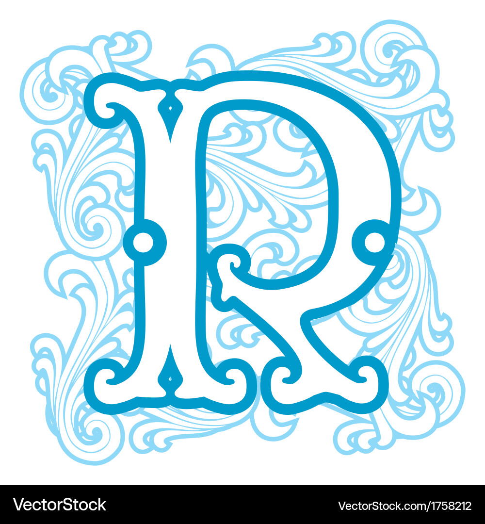 Winter vintage letter R Royalty Free Vector Image