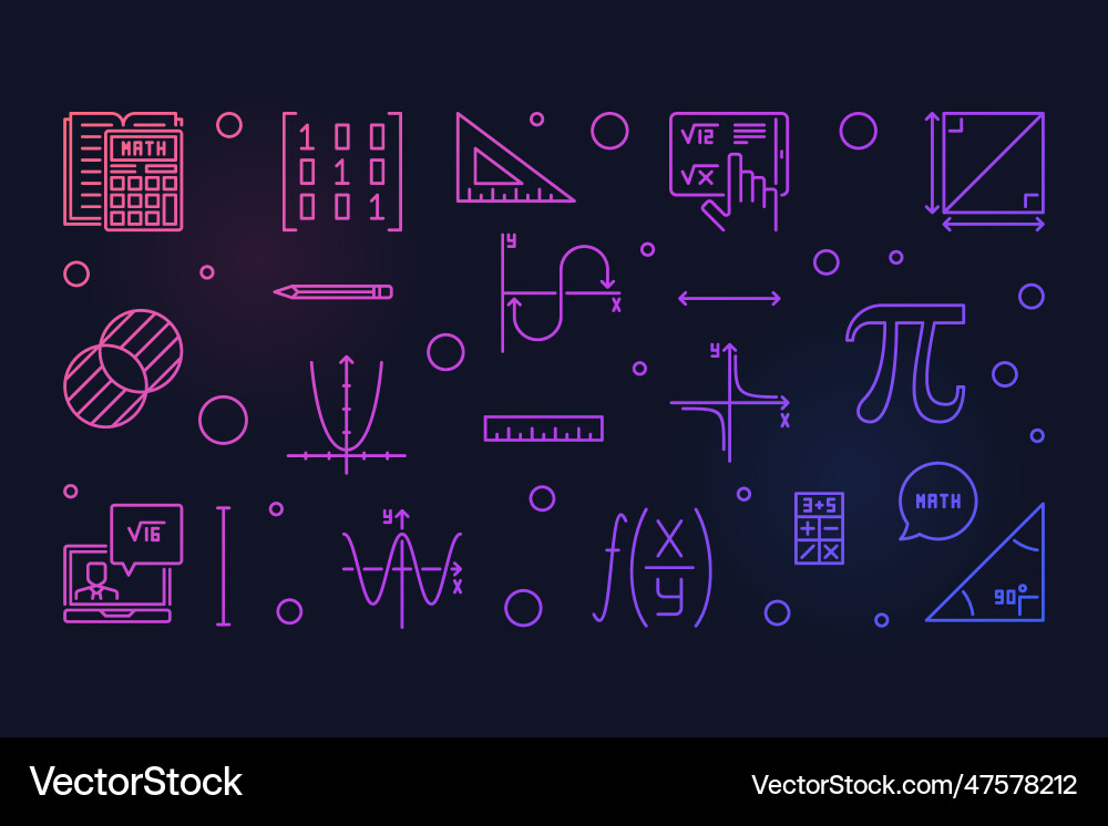World math day thin line horizontal banner - math Vector Image