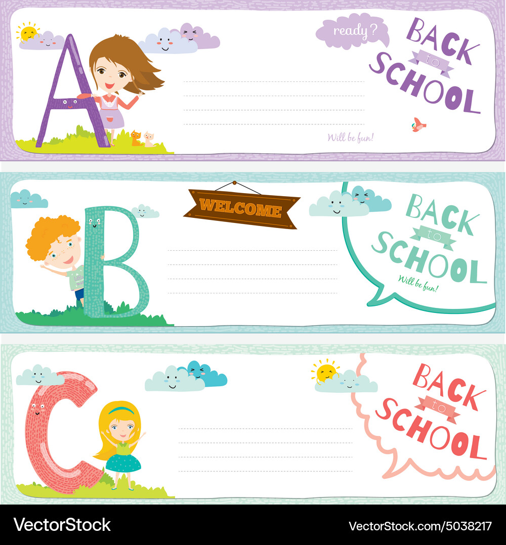 Back to school notes with smiling happy kids Vector Image