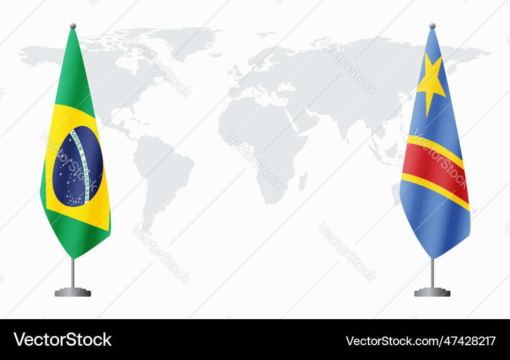 Brazil and congo kinshasa flags for official Vector Image