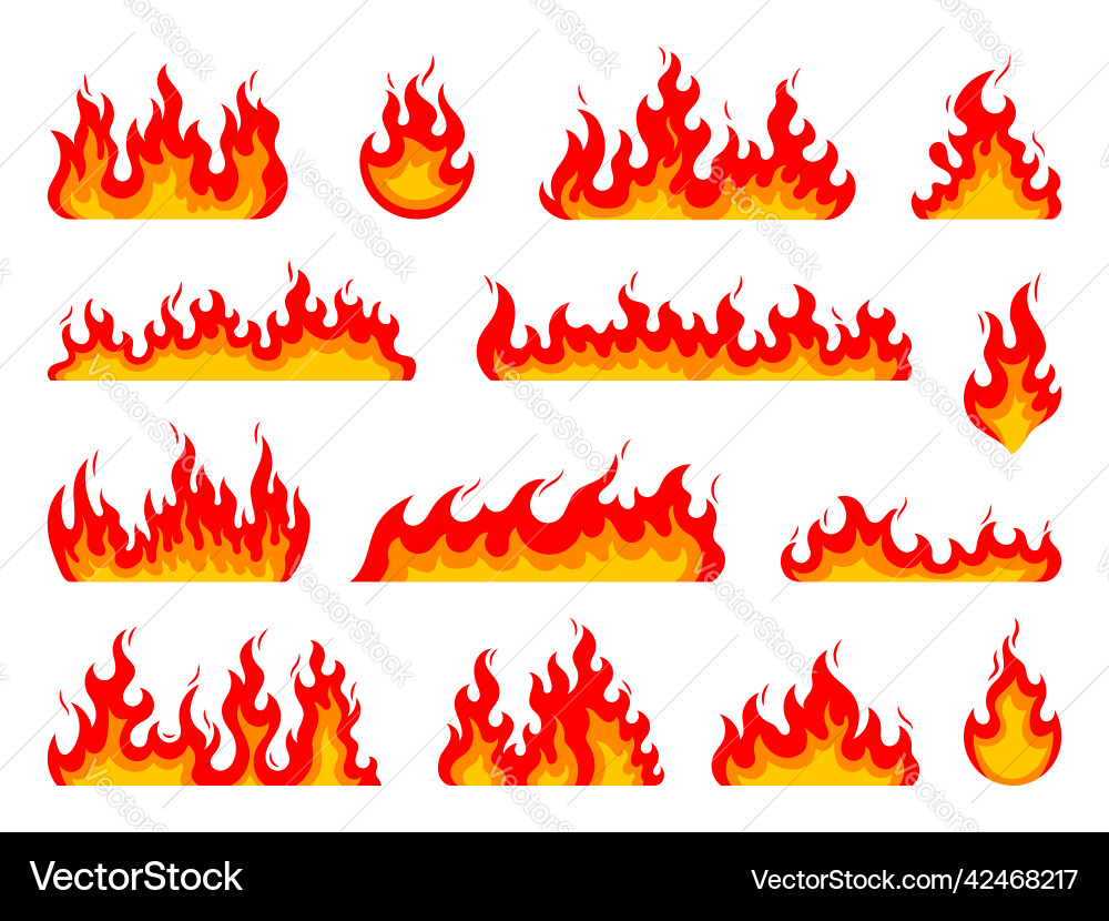 Cartoon fire flames bonfire burning blaze Vector Image