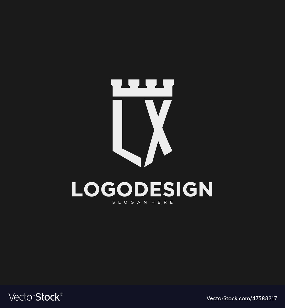 Initials lx logo monogram with shield Royalty Free Vector