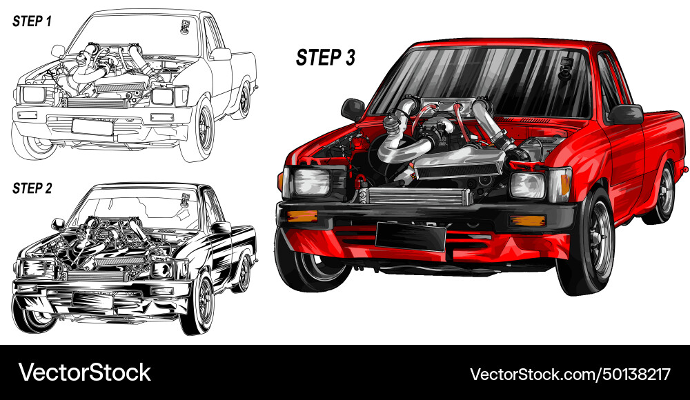 Red drag racing car with black strip Royalty Free Vector