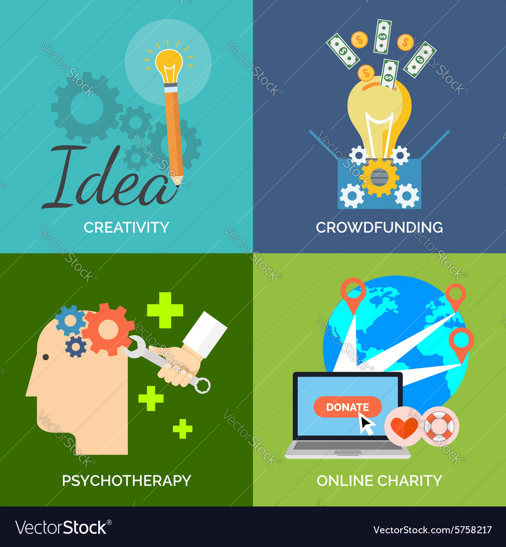 Set of flat design concept icons for business Vector Image