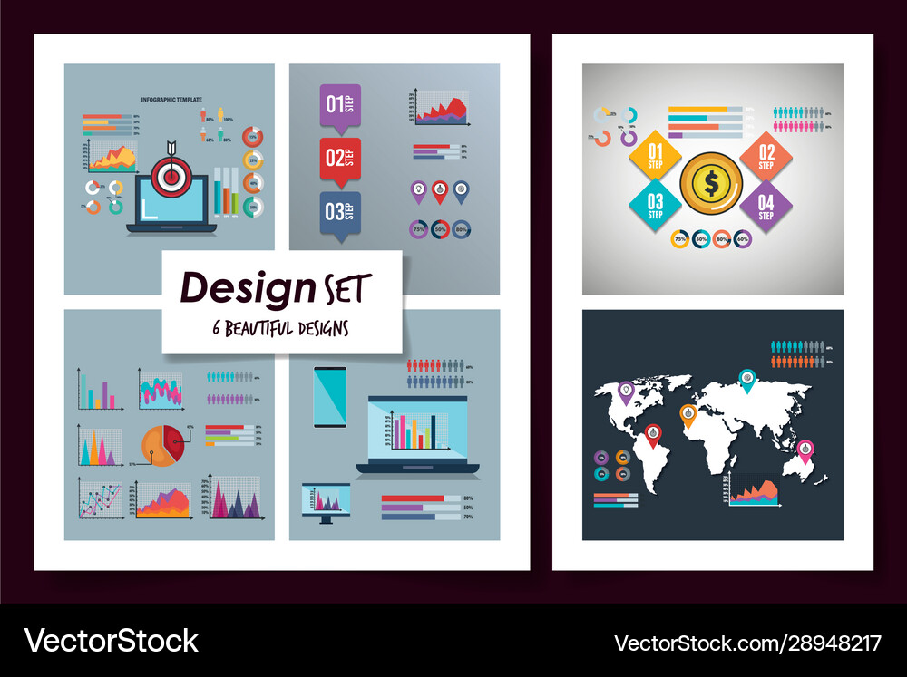 Six designs statistics infographic icons Vector Image