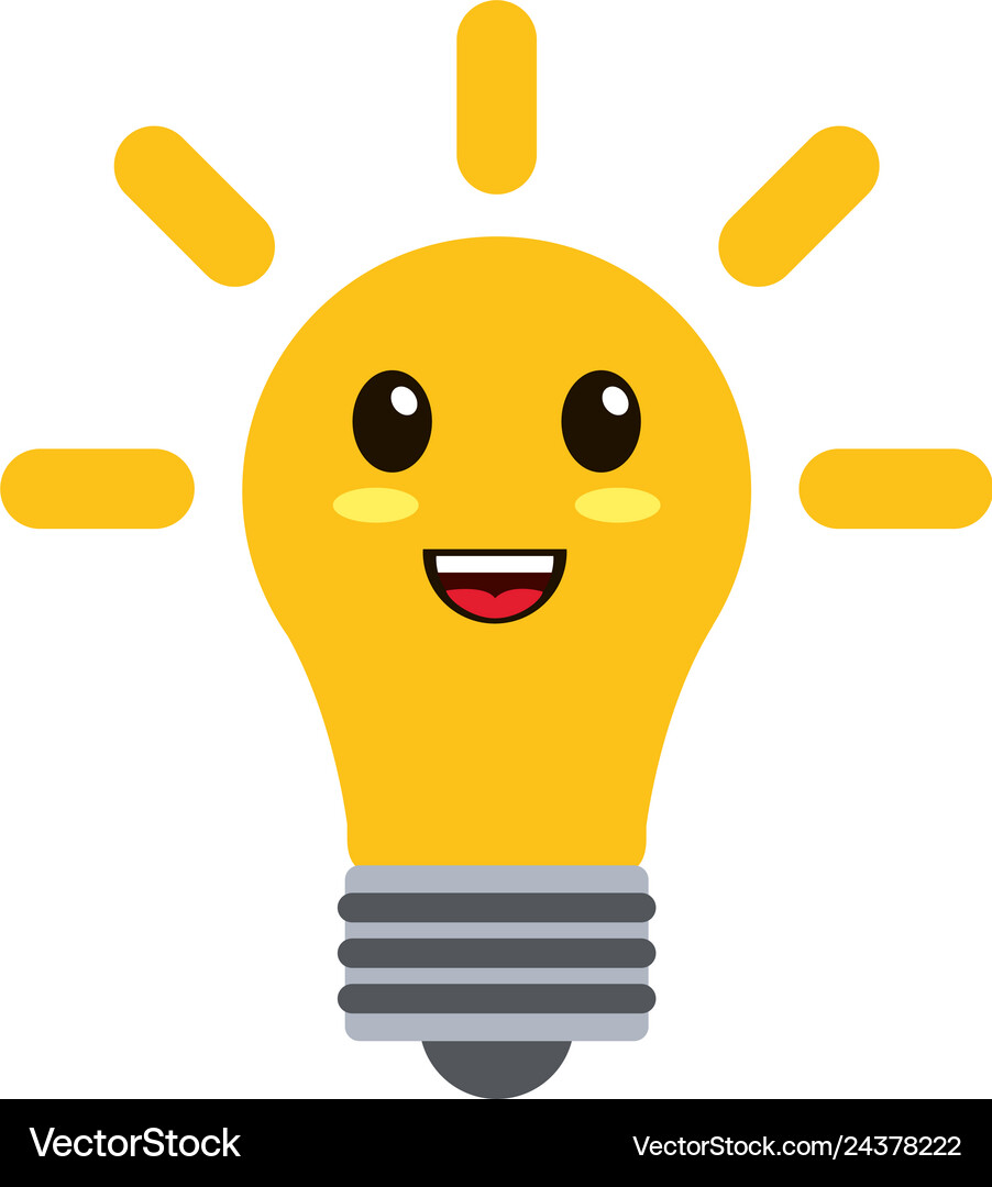 Bulb light smiling kawaii cartoon Royalty Free Vector Image
