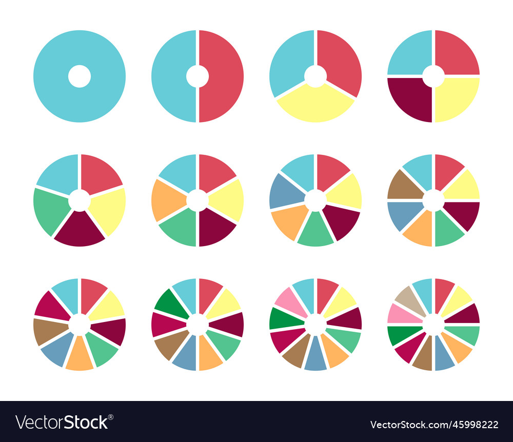 Circle pie chart set colorful circle diagram icon Vector Image Circle pie chart set colorful circle diagram icon Vector Image