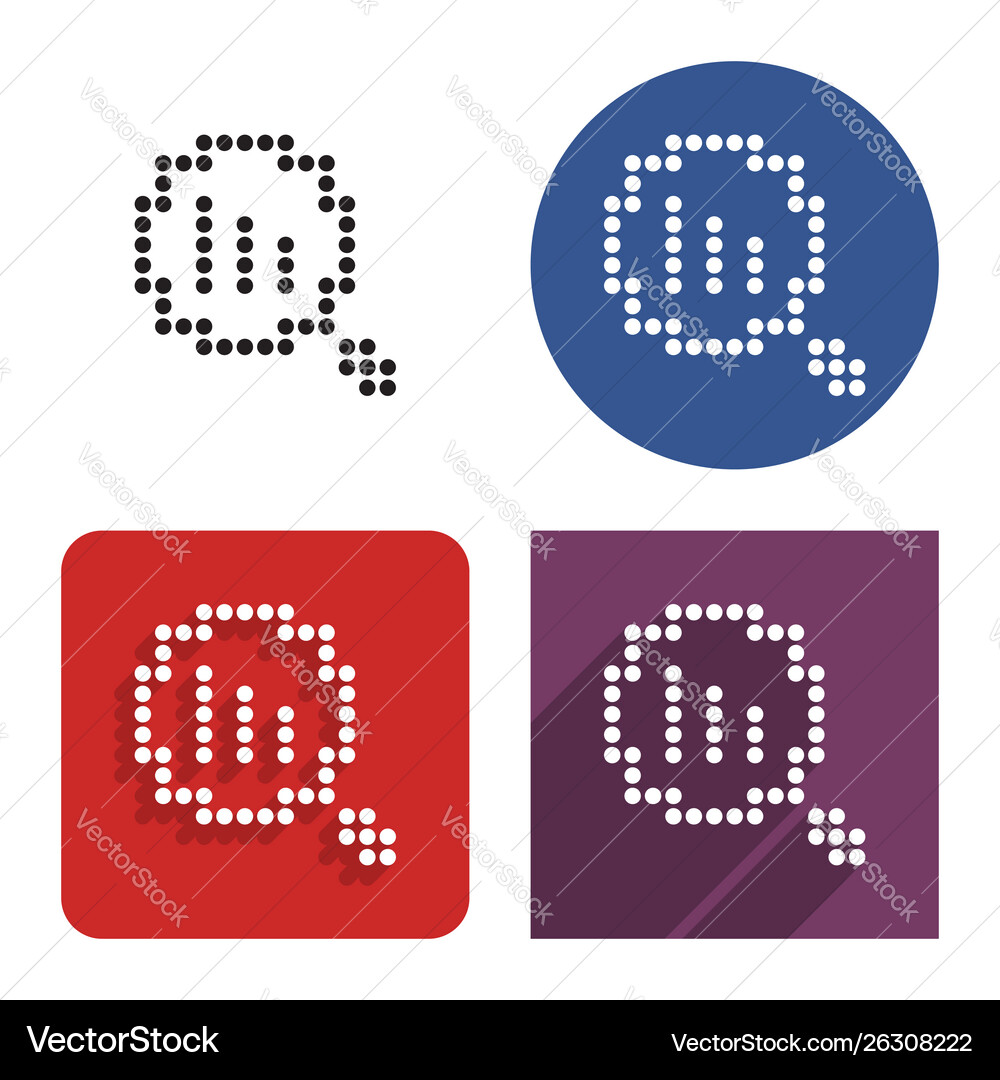 Dotted icon decrease magnifying glass in four Vector Image