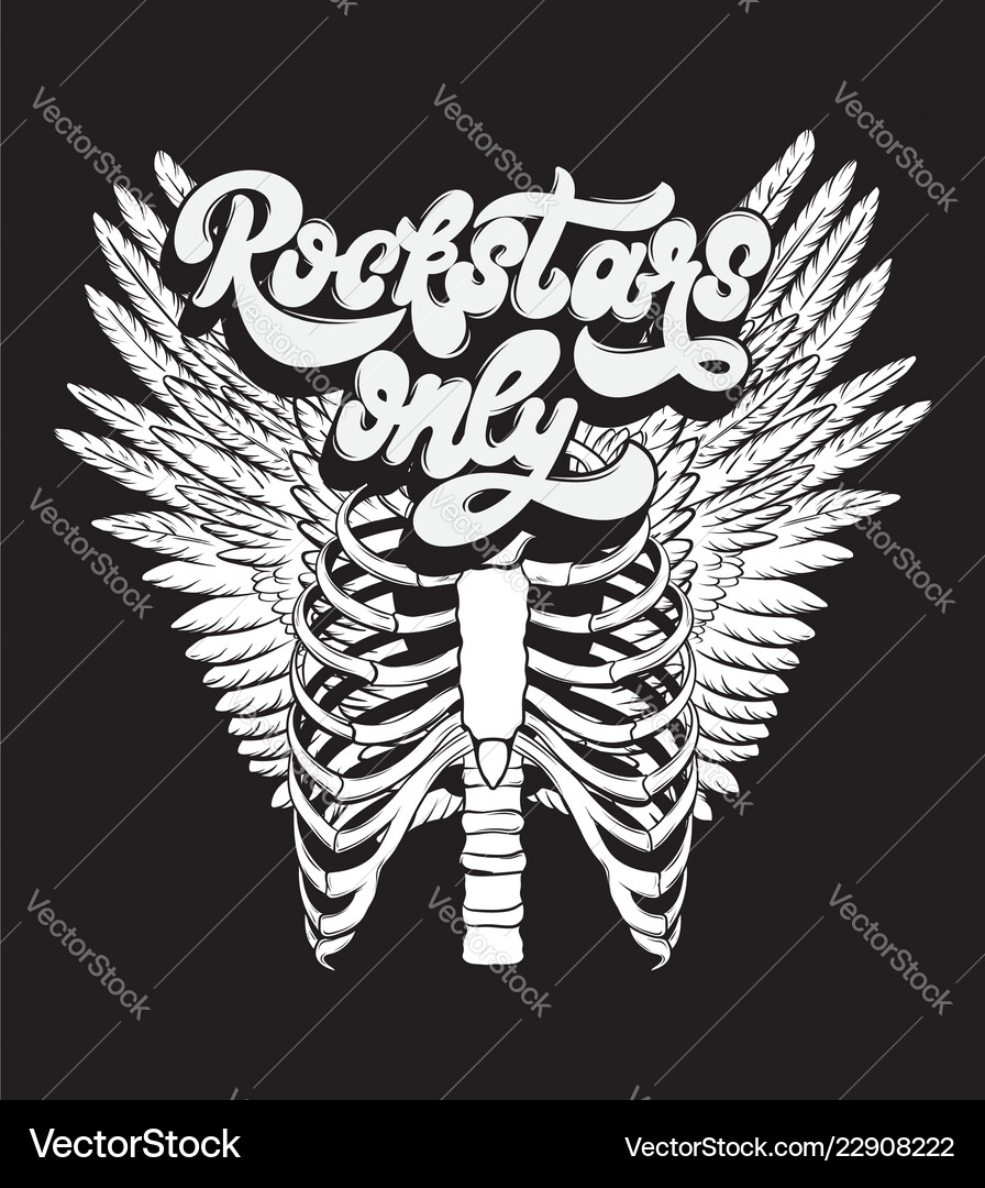 Handwritten lettering hand drawn human ribs Vector Image