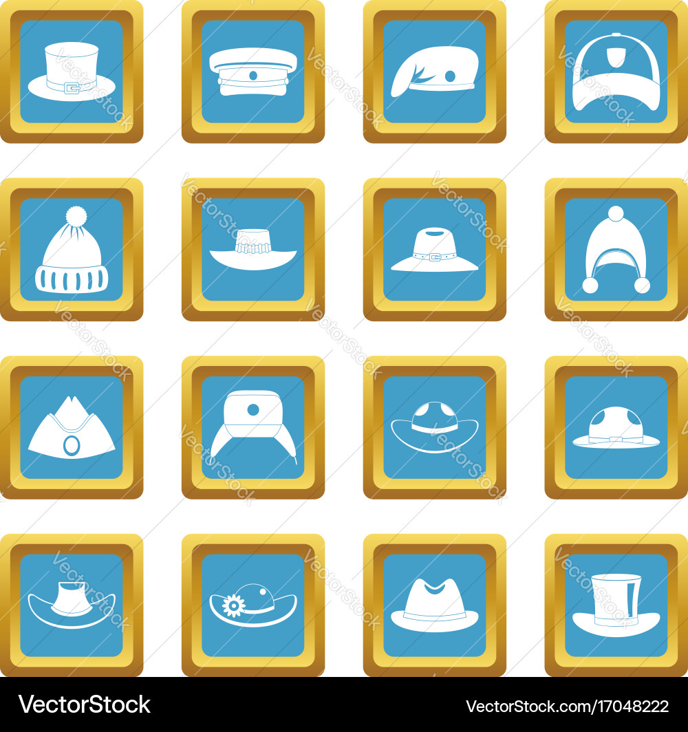 Headdress hat icons azure Royalty Free Vector Image
