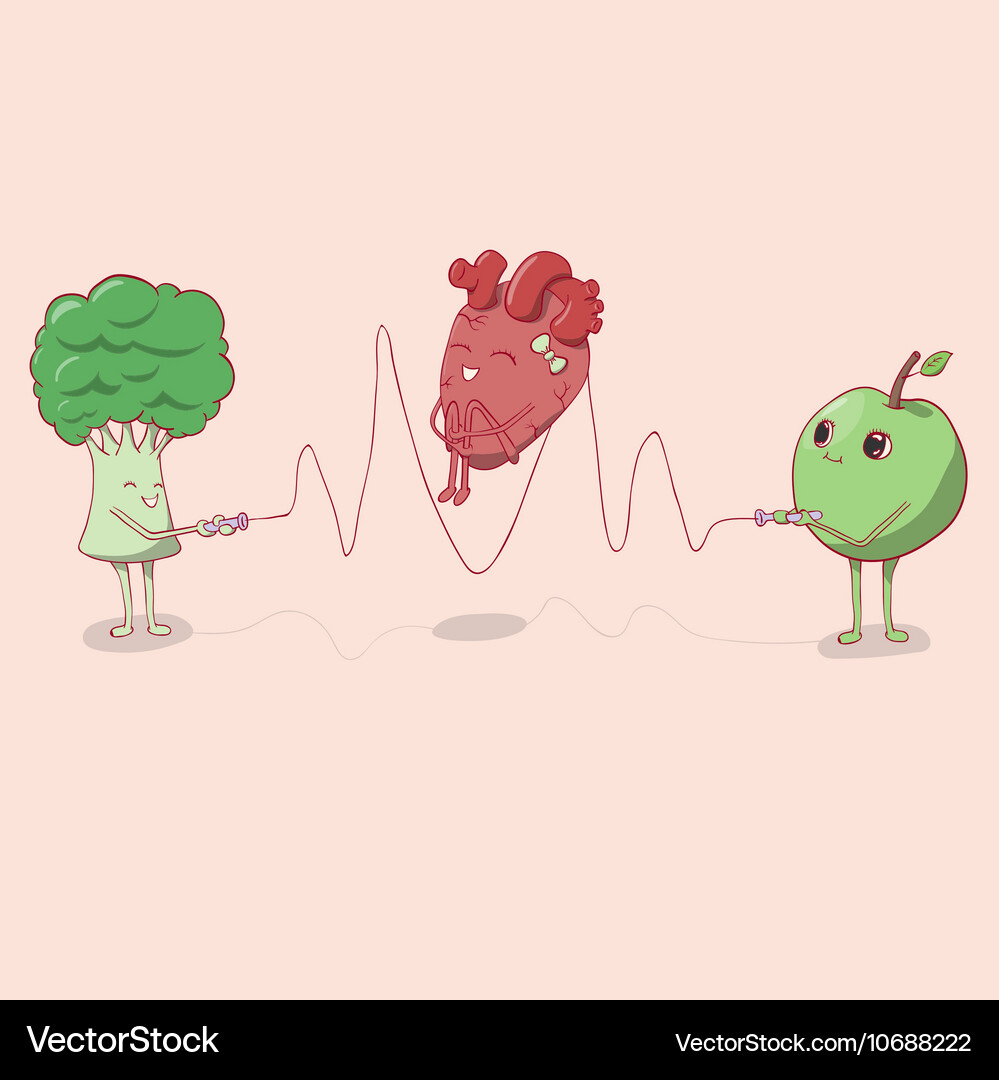 Heart jumping rope that held the apple Royalty Free Vector