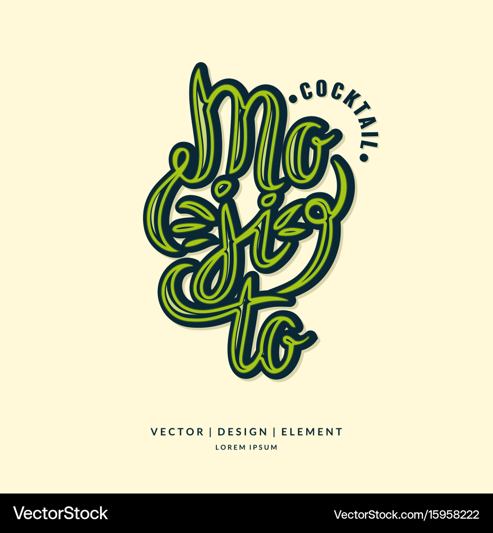 Modern hand drawn lettering label for cocktail Vector Image