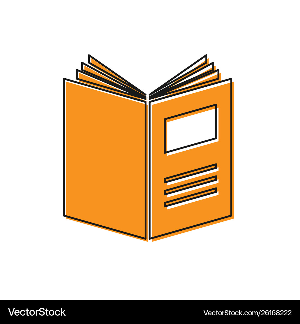 Orange open book icon isolated on white background