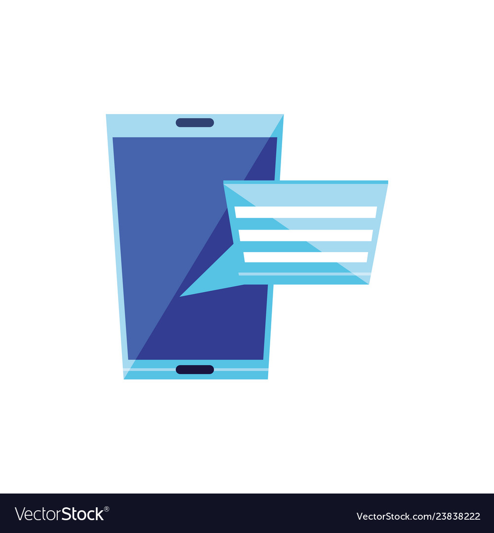 Smartphone device with speech bubble Royalty Free Vector