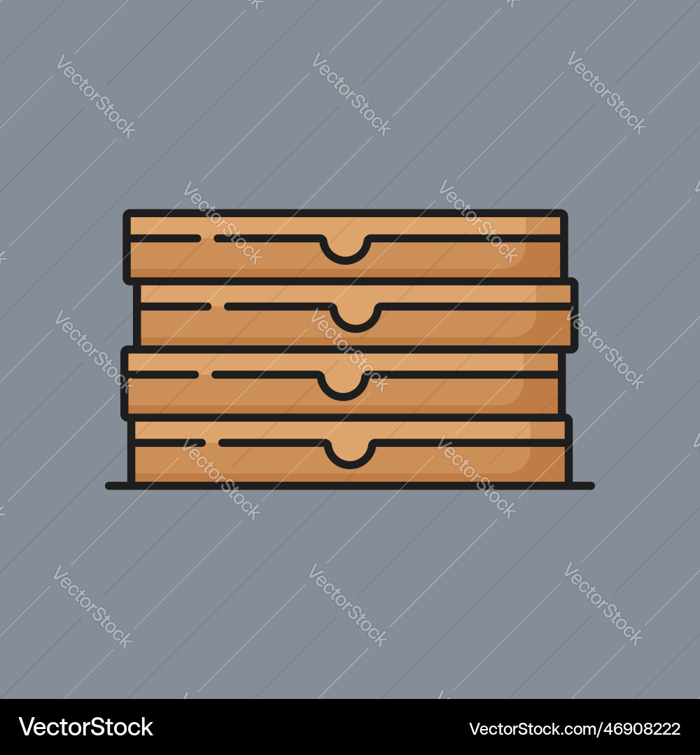 Stacked pizza boxes outline food containers Vector Image