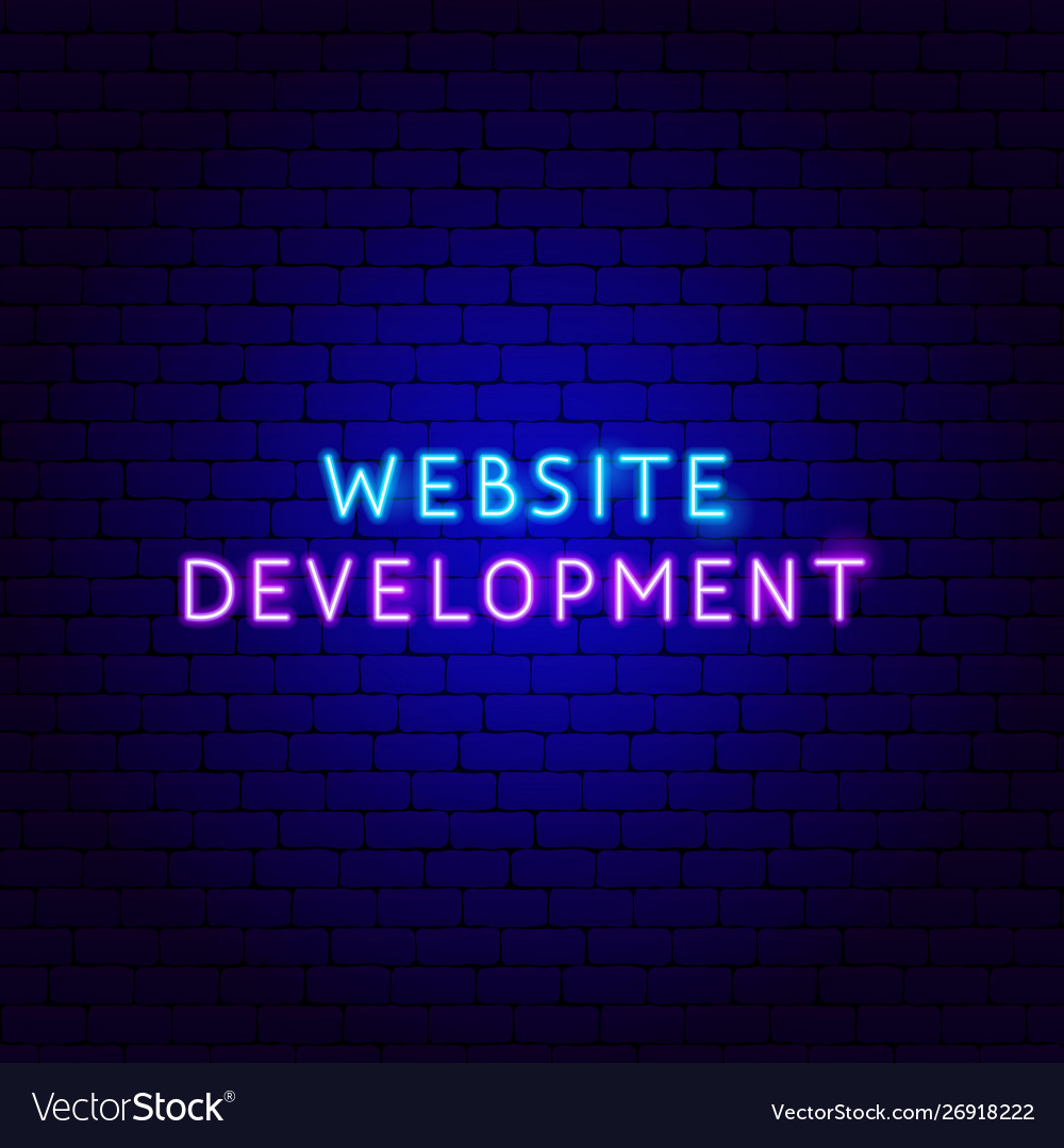Website development neon text Royalty Free Vector Image