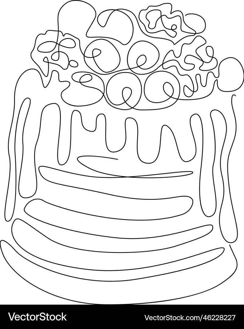 Birthday cake line art dessert Royalty Free Vector Image