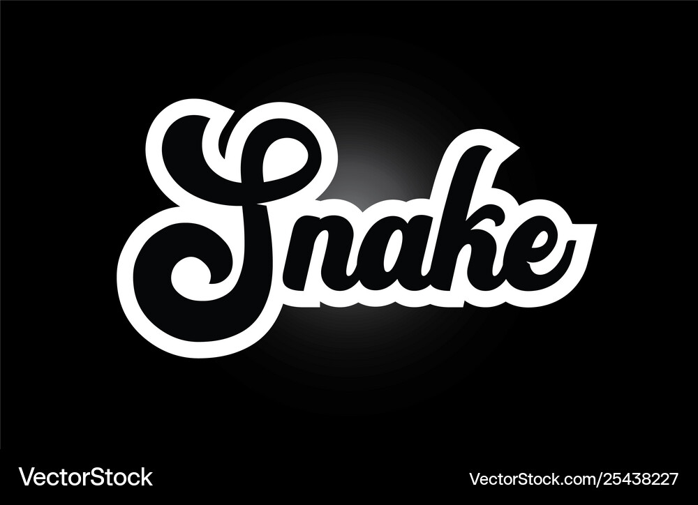 Black and white snake hand written word text Vector Image
