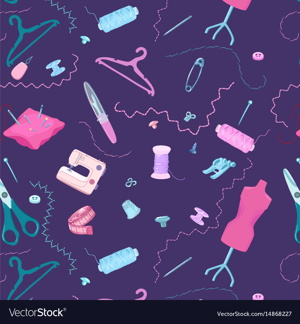 Bright tailoring elements pattern Royalty Free Vector Image