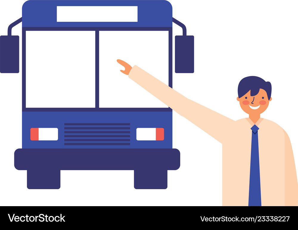 Businessman taking transport bus Royalty Free Vector Image