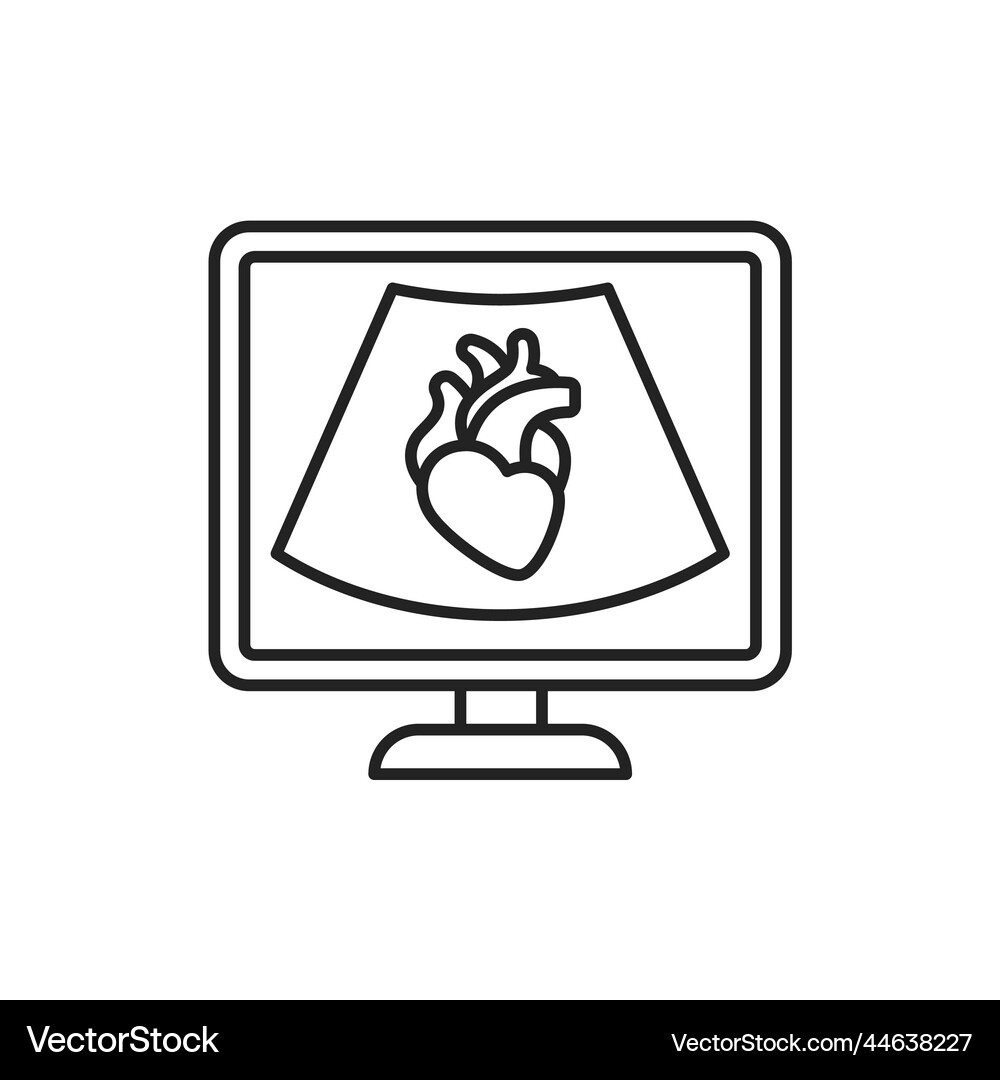 Echocardiogram machine black line icon medical Vector Image