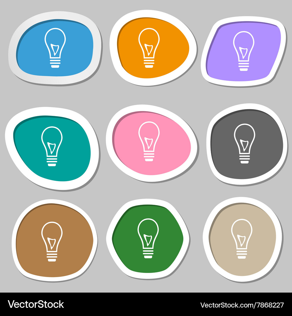 Light bulb symbols multicolored paper stickers Vector Image