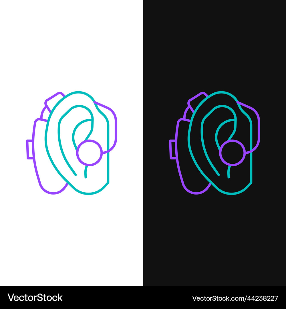 Line hearing aid icon isolated on white and black Vector Image